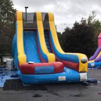 China Commercial Occasion Blue and Yellow Jumper Inflatable Water Slide with Splash Pool for sale