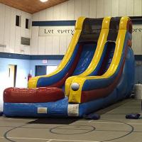 China Commercial Occasion Blue and Yellow Jumper Inflatable Water Slide with Splash Pool for sale
