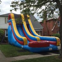 China Commercial Occasion Blue and Yellow Jumper Inflatable Water Slide with Splash Pool for sale
