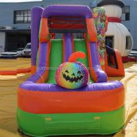 China Unisex Halloween Bounce House with Double Channel Water Slide and Rainbow Inflatable Castle for sale