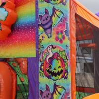 China Unisex Halloween Bounce House with Double Channel Water Slide and Rainbow Inflatable Castle for sale