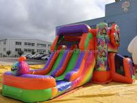 China Unisex Halloween Bounce House with Double Channel Water Slide and Rainbow Inflatable Castle for sale