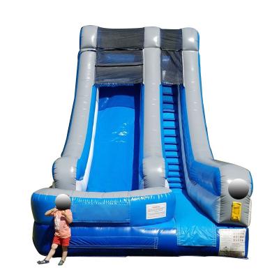 China Blue PVC Inflatable Commercial Water Slide with Pool and Exciting Design for sale