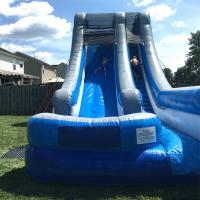 China Blue PVC Inflatable Commercial Water Slide with Pool and Exciting Design for sale