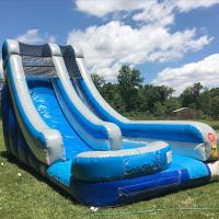 China Blue PVC Inflatable Commercial Water Slide with Pool and Exciting Design for sale