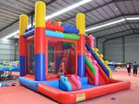 China 14 Years up Customize Accepted Red Building Block Theme Bouncy Castle with Slide and Big Water Pool Playground PVC for sale