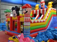 China Blower Inflatable Fun City with Mickey and Mario Inflatable Castle Bouncer House Combo Playground Blower Included for sale