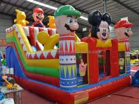 China Blower Inflatable Fun City with Mickey and Mario Inflatable Castle Bouncer House Combo Playground Blower Included for sale