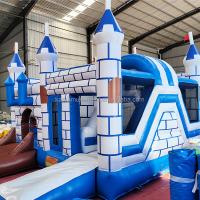 China Commercial PVC Bouncy Castle Combo with Slide Unisex Blue and White Castle Playground for sale