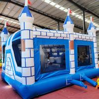 China Commercial PVC Bouncy Castle Combo with Slide Unisex Blue and White Castle Playground for sale