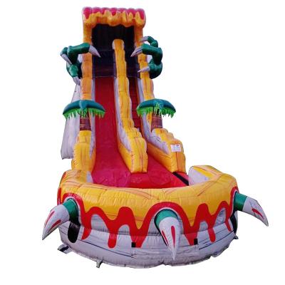China Large Adult Inflatable Slides 36ft Thrilling Jumping Game with Tropical Dinosaur Theme for sale