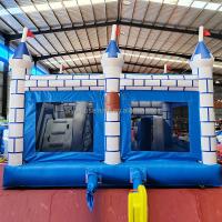 China Commercial PVC Bouncy Castle Combo with Slide Unisex Blue and White Castle Playground for sale