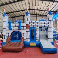 China Commercial PVC Bouncy Castle Combo with Slide Unisex Blue and White Castle Playground for sale