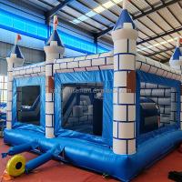 China Commercial PVC Bouncy Castle Combo with Slide Unisex Blue and White Castle Playground for sale