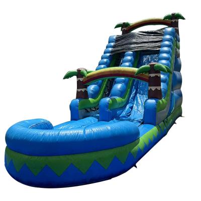 China CE/EN71/EN14960 Certified 30ft Outdoor Water Park Blue Tropical Palm Tree Water Slide for 5-10 Passengers for sale