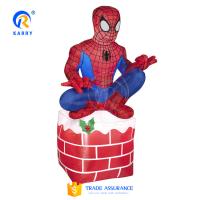 China EN14960 Certified Custom Inflatable Spider Man with Christmas Gift Box and Air Blower for sale