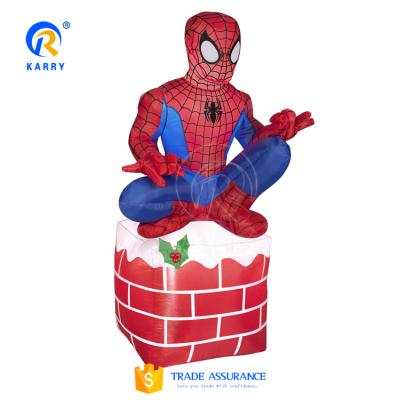 China EN14960 Certified Custom Inflatable Spider Man with Christmas Gift Box and Air Blower for sale