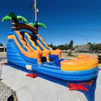 China Customizable Commercial Rental PVC Inflatable Water Park with Palm Tree Water Slide for sale