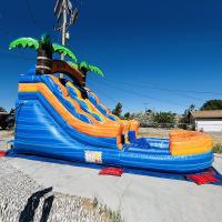 China Customizable Commercial Rental PVC Inflatable Water Park with Palm Tree Water Slide for sale