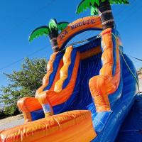 China Customizable Commercial Rental PVC Inflatable Water Park with Palm Tree Water Slide for sale