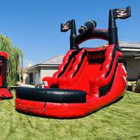 China Custom Logo Printed Commercial PVC Pirate Ship Theme Water Slide Inflatable with Pool for sale