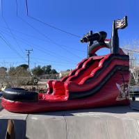 China Custom Logo Printed Commercial PVC Pirate Ship Theme Water Slide Inflatable with Pool for sale