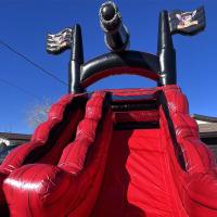 China Custom Logo Printed Commercial PVC Pirate Ship Theme Water Slide Inflatable with Pool for sale