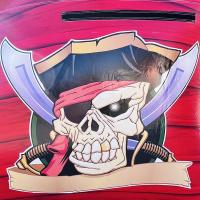 China Custom Logo Printed Commercial PVC Pirate Ship Theme Water Slide Inflatable with Pool for sale