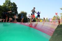 China PVC Inflatable Jump Pillow Outdoor Kangaroo Jumper Inflatable White Jumping Clouds for sale
