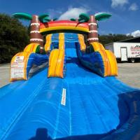 China Shipping Made Easy Commercial PVC Tropical Palm Tree Water Slide Inflatable with Pool for sale