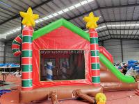 China Indoor/Outdoor Commercial Inflatable Christmas Bounce House with Double Slides and Blower for sale