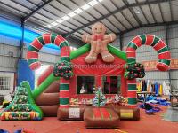 China Indoor/Outdoor Commercial Inflatable Christmas Bounce House with Double Slides and Blower for sale