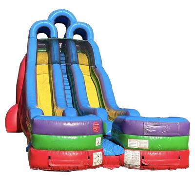 China Customizable Double Waterslide Pool with Two Small Pools and Repair Kits Included for sale