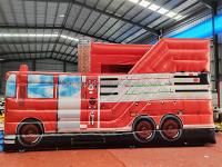 China Customizable Red Fire Truck Theme Inflatable Castle Slide for Kids Amusement Park for sale