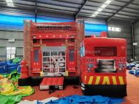 China Customizable Red Fire Truck Theme Inflatable Castle Slide for Kids Amusement Park for sale