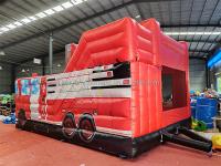 China Customizable Red Fire Truck Theme Inflatable Castle Slide for Kids Amusement Park for sale