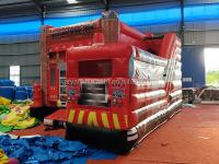 China Customizable Red Fire Truck Theme Inflatable Castle Slide for Kids Amusement Park for sale