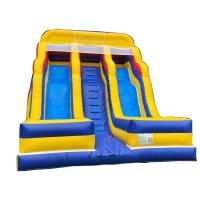 China Sea/Air/Express Shipping PVC Yellow Water Slide Inflatable with 2 Slides and 2 Pools for sale