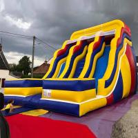 China Sea/Air/Express Shipping PVC Yellow Water Slide Inflatable with 2 Slides and 2 Pools for sale