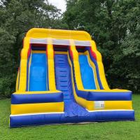China Sea/Air/Express Shipping PVC Yellow Water Slide Inflatable with 2 Slides and 2 Pools for sale
