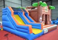 China Upgrade Your Playground with Toddler Log Cabin Bounce House and Inflatable Slide Combo for sale