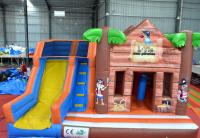 China Upgrade Your Playground with Toddler Log Cabin Bounce House and Inflatable Slide Combo for sale
