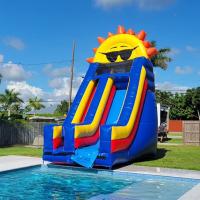China Detachable Pool Attached Party Rentals Commercial PVC Sun Theme Water Slide Inflatable for sale