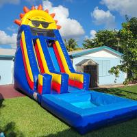 China Detachable Pool Attached Party Rentals Commercial PVC Sun Theme Water Slide Inflatable for sale