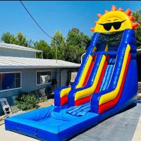 China Detachable Pool Attached Party Rentals Commercial PVC Sun Theme Water Slide Inflatable for sale