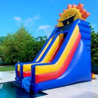 China Detachable Pool Attached Party Rentals Commercial PVC Sun Theme Water Slide Inflatable for sale