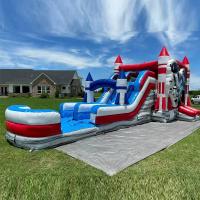 China CE/EN71/EN14960 Certified Portable Inflatable Bouncy Castle with Red Rocket Design for sale