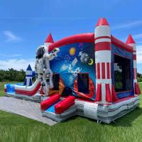 China CE/EN71/EN14960 Certified Portable Inflatable Bouncy Castle with Red Rocket Design for sale