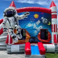 China CE/EN71/EN14960 Certified Portable Inflatable Bouncy Castle with Red Rocket Design for sale
