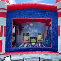 China CE/EN71/EN14960 Certified Portable Inflatable Bouncy Castle with Red Rocket Design for sale